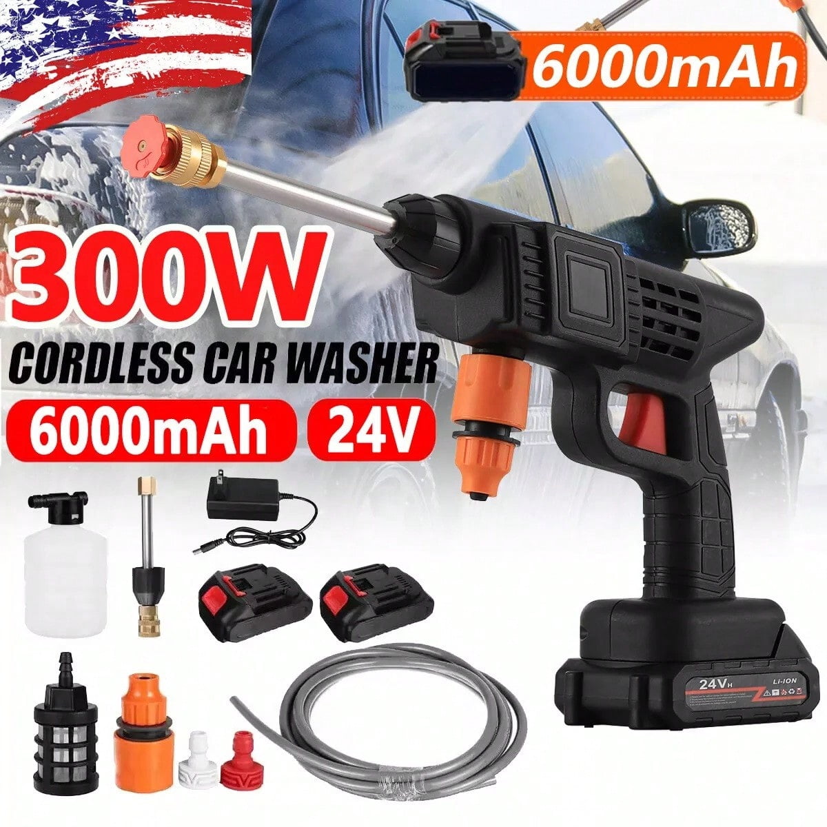 High-Pressure Car Wash Gun Kit - Portable, Stainless Steel Foam Sprayer ...