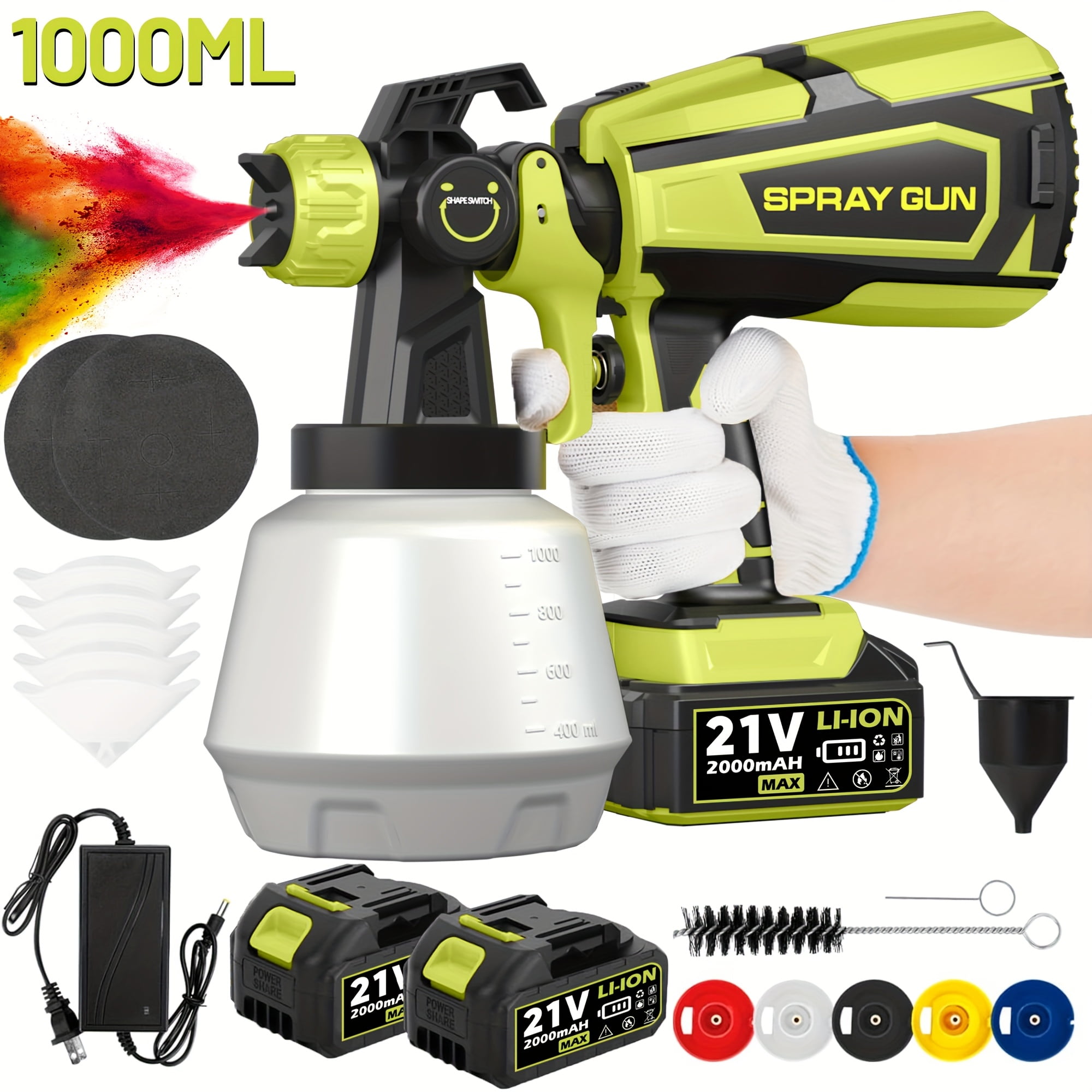 High Pressure Electric Airless HVLP Paint Sprayer - 2 Rechargeable ...