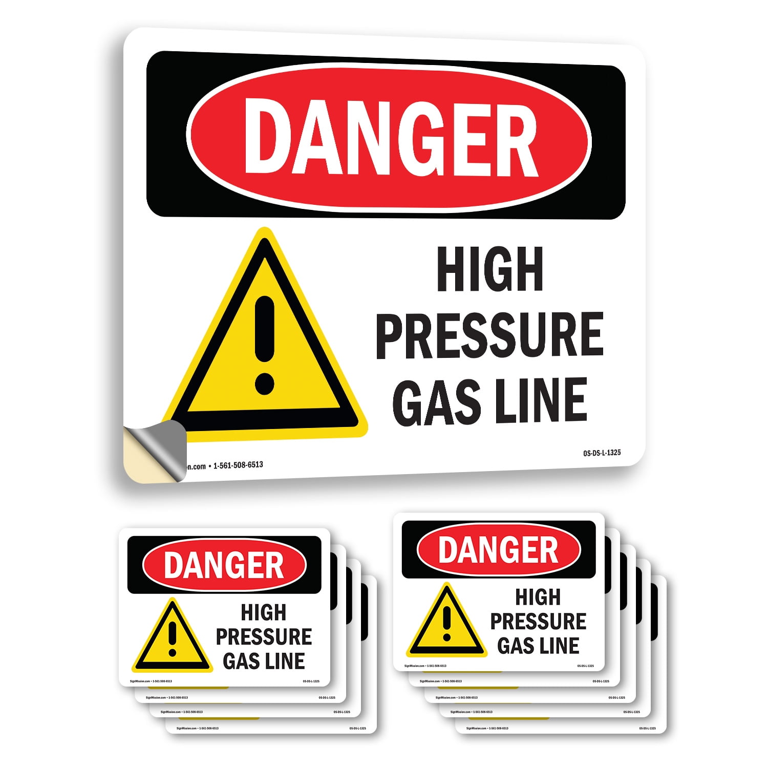 High Pressure Gas Line OSHA Danger Vinyl Decal Label 10 Inch x 7 Inch ...