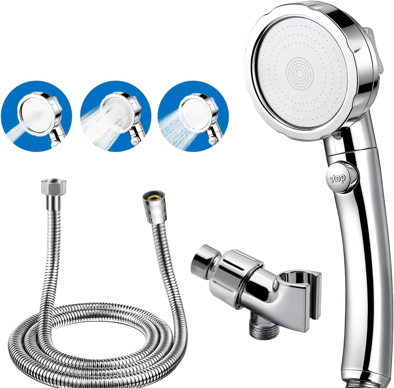 High Pressure Handheld Shower Head, 3 Spray Modes with Handheld ...
