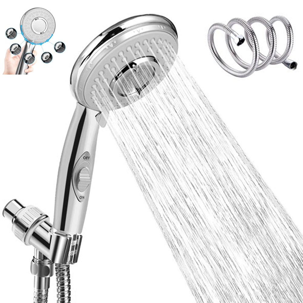 High Pressure Handheld Shower Head with 5 Spray Modes, Chrome Finish ...