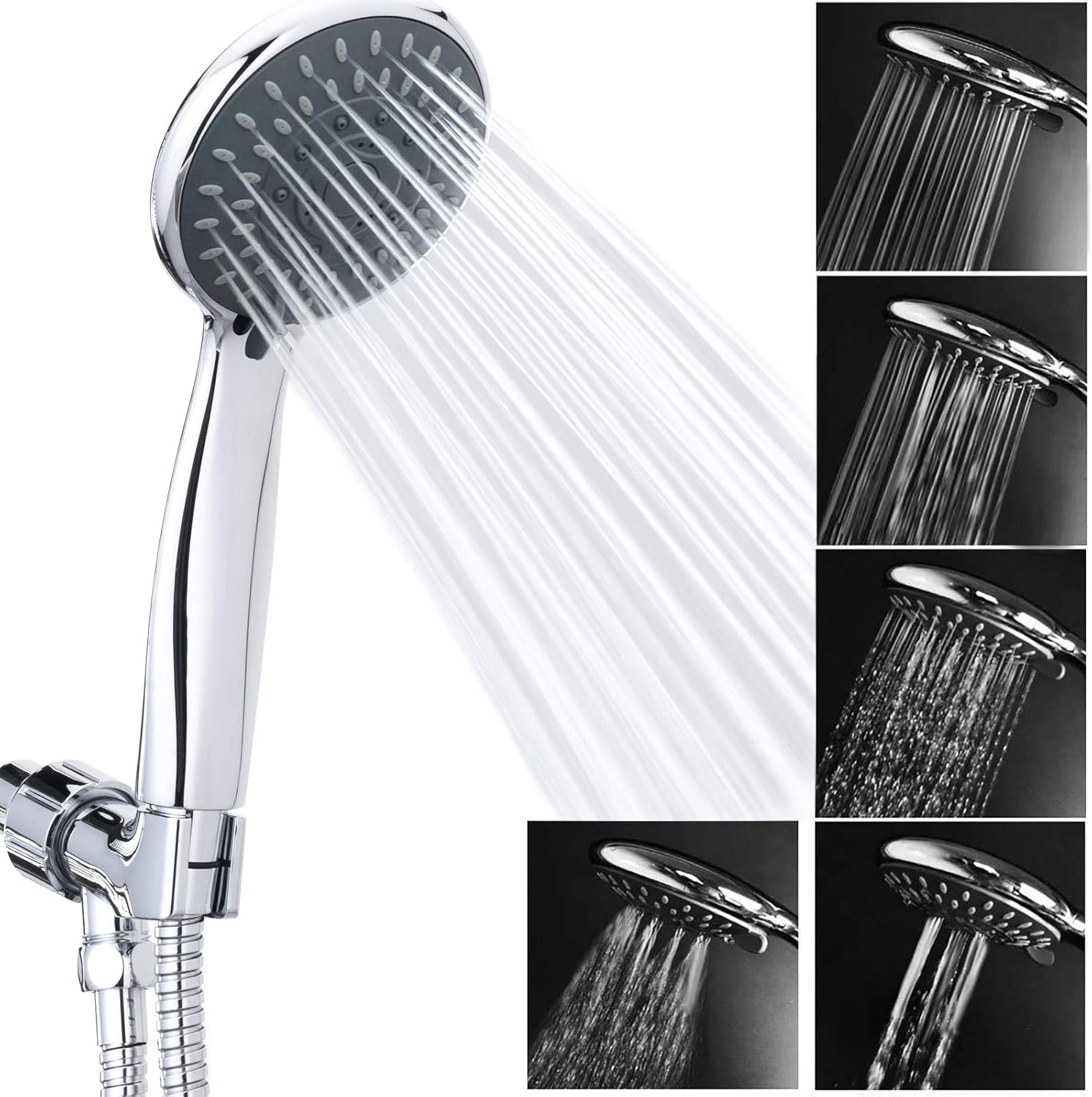 High Pressure Handheld Shower Head 5-Settings Powerful Water Spray ...