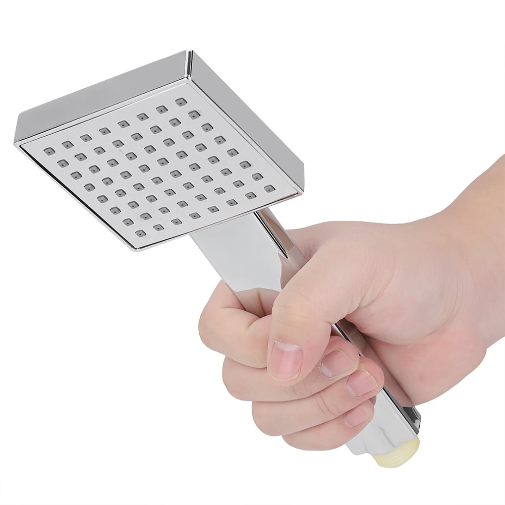 High Pressure Handheld Shower Head Square Chrome Bathroom Water Saving ...