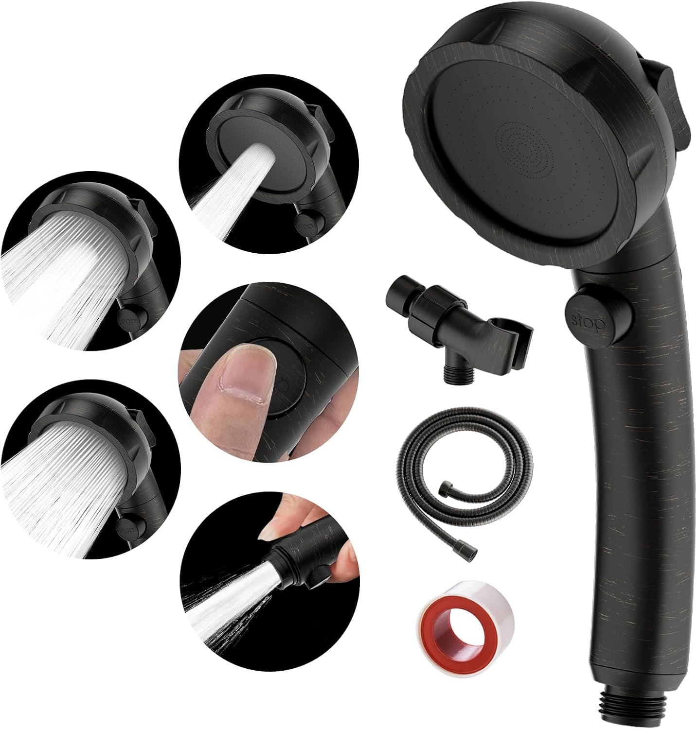 High Pressure Handheld Shower Head with On Off Switch, Detachable ...