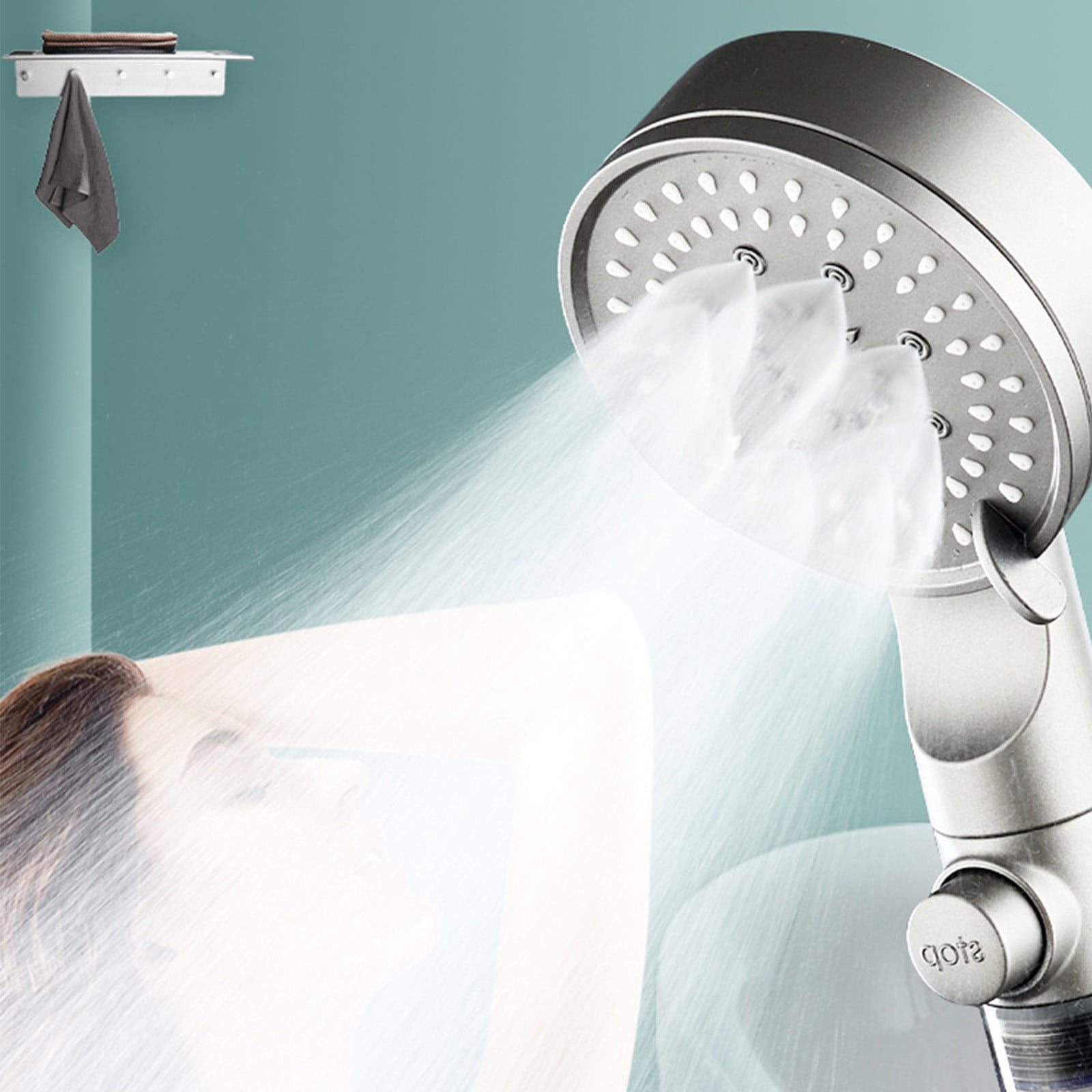 High-Pressure Handheld Showerhead with 5 Spray Modes - ABS Gray Shower ...