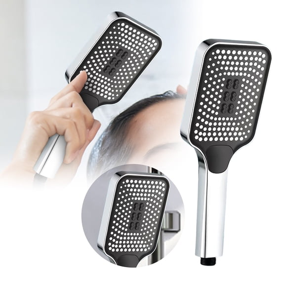 High Pressure Handheld Square Shower Head, Detachable ABS Chrome Finish ...