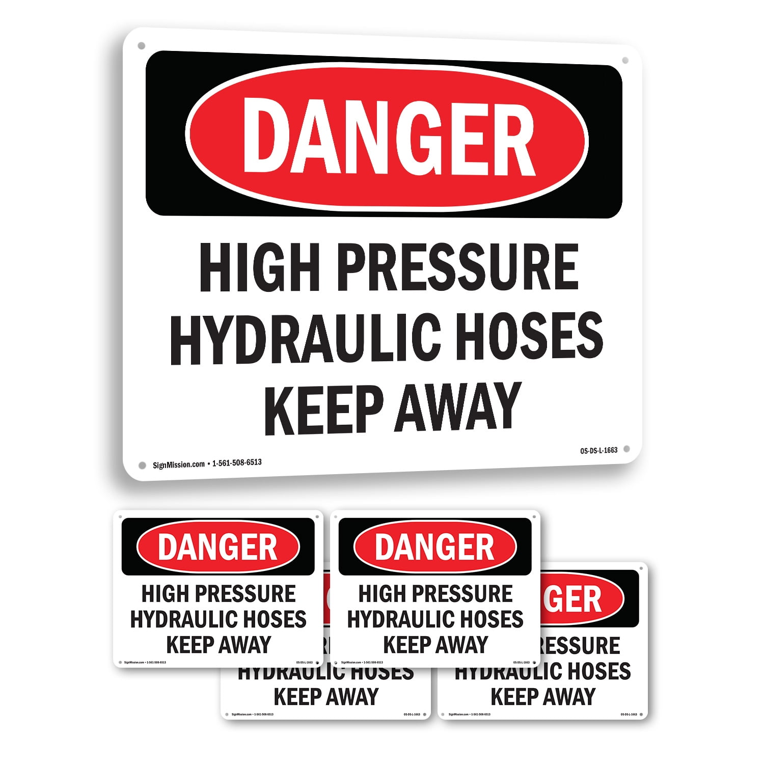 High Pressure Hydraulic Hoses Keep Away OSHA Danger Aluminum Sign 24 ...