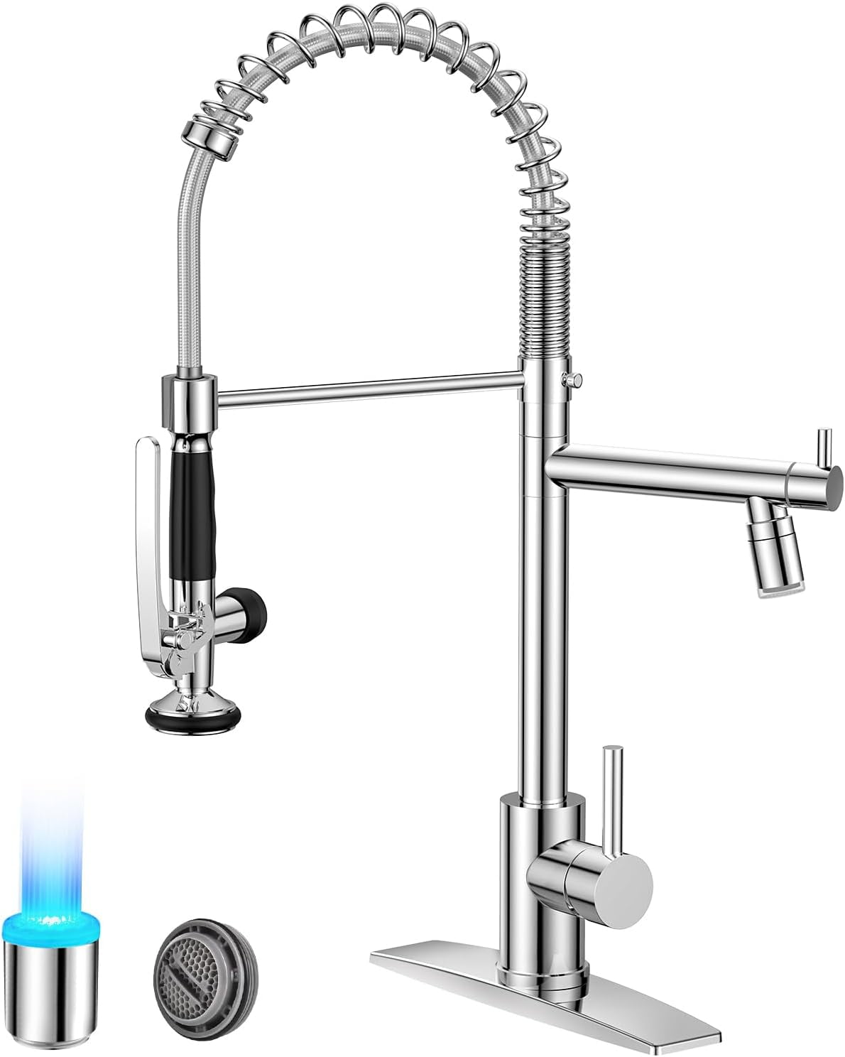 High Pressure Modern Sink Faucet with Pull Down Sprayer, Double-Headed ...