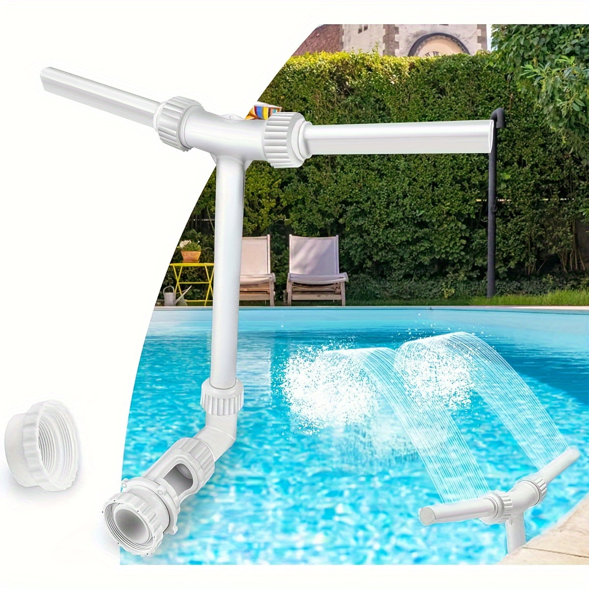 High-Pressure Pool Fountain With Adjustable 2-In-1 Spray Nozzle - 1.5 ...