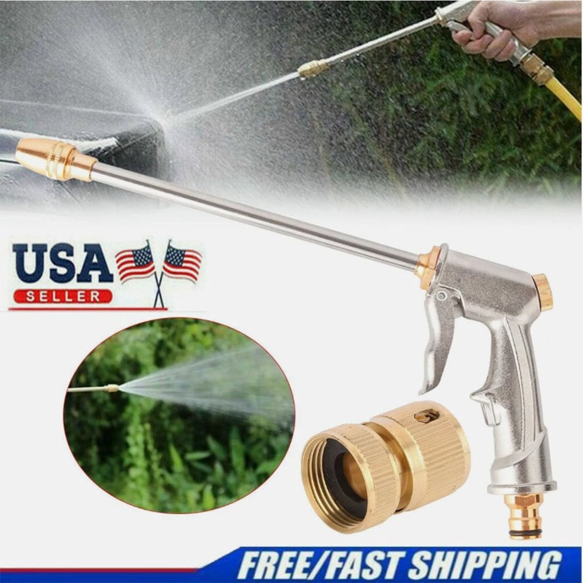High Pressure Power Gun Water Spray Garden Hose Nozzle Car Clean Washer ...