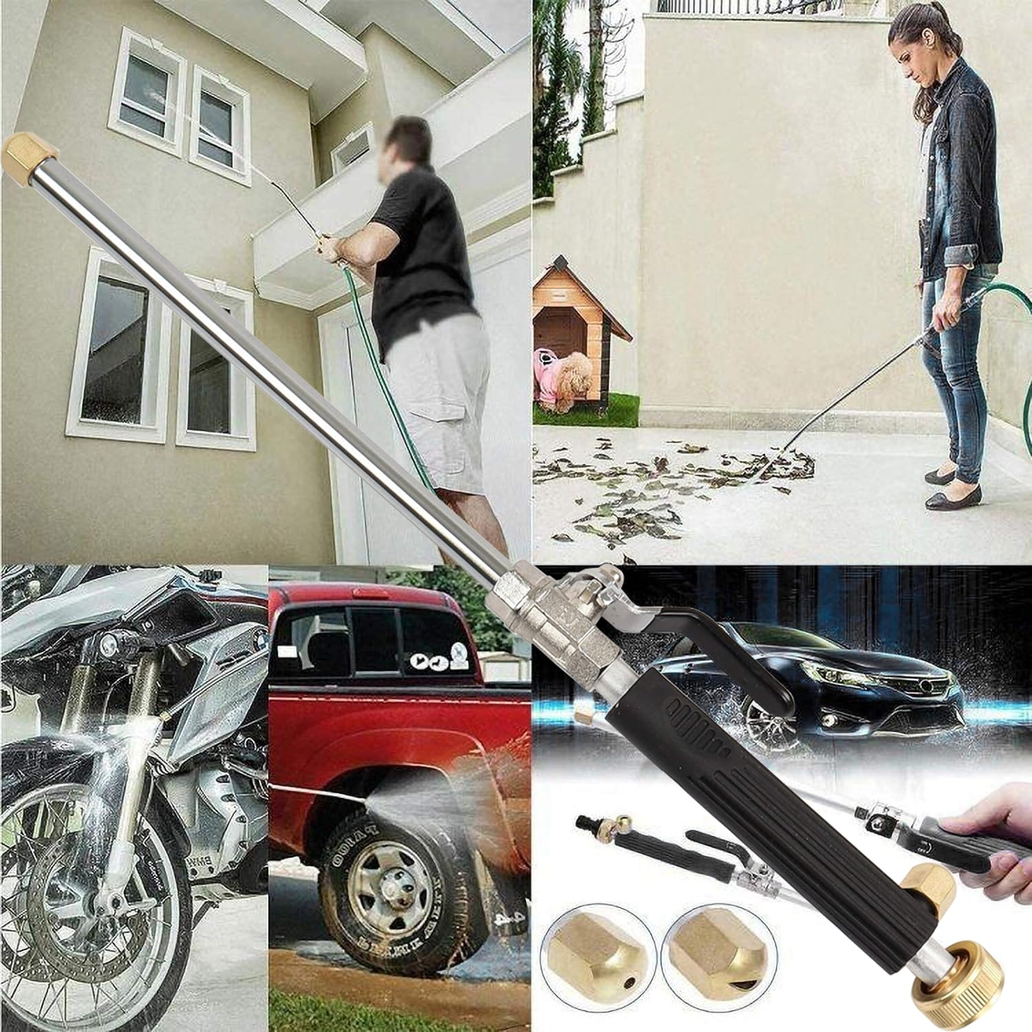 High Pressure Power Washer wand, Hydro Jet Water Hose Nozzle,Watering ...