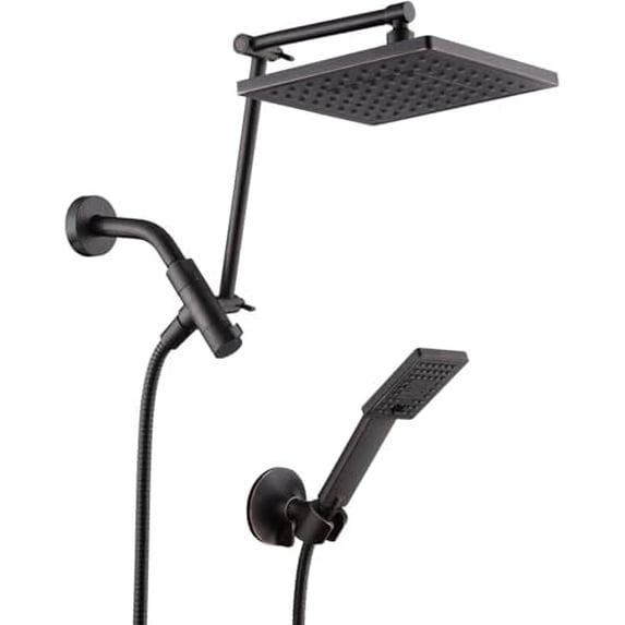 High Pressure Rain Shower Head Combo with Double Extension Arm, 8 Inch ...