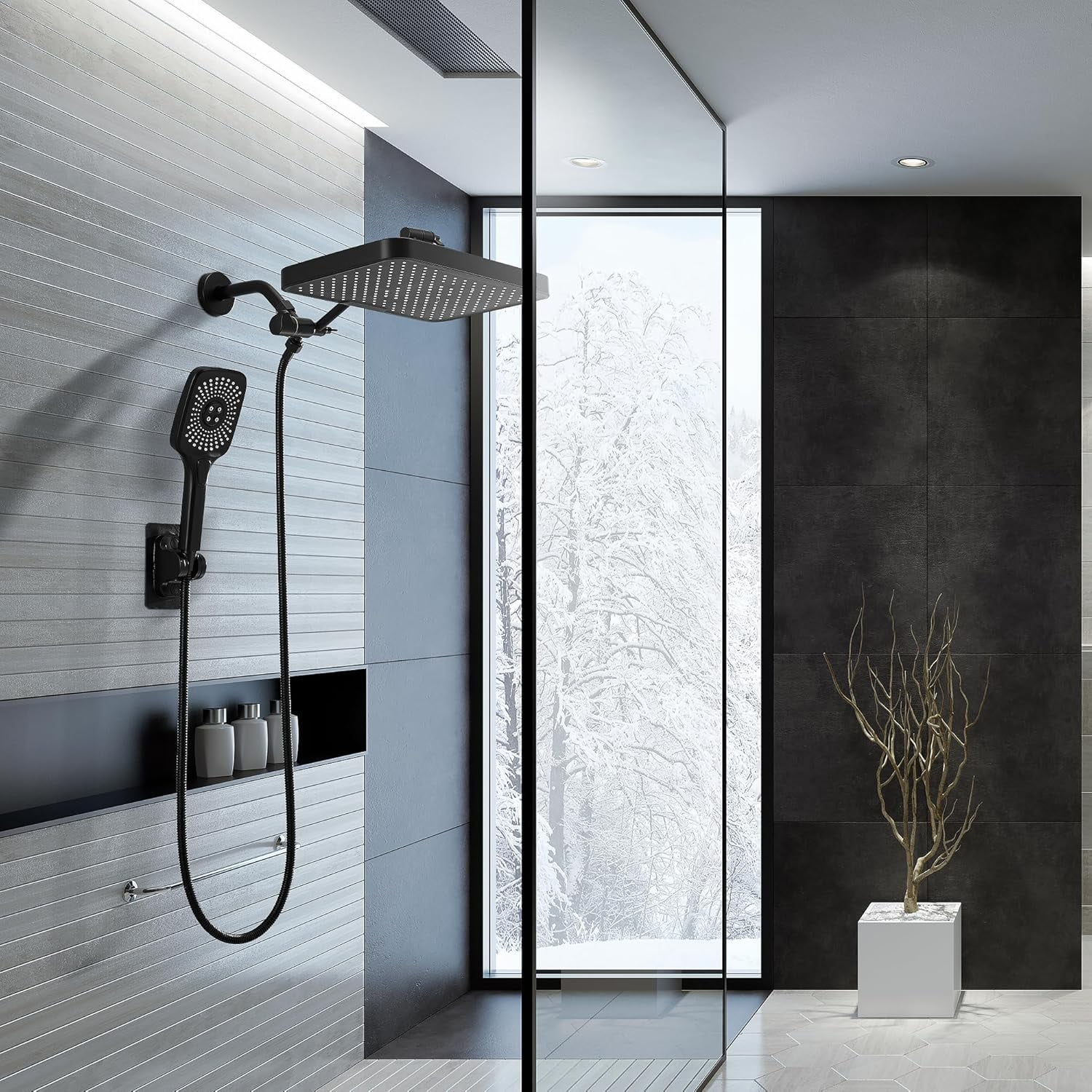 High Pressure Rain Shower Head with Handheld Spray Combo, Adjustable 13 ...