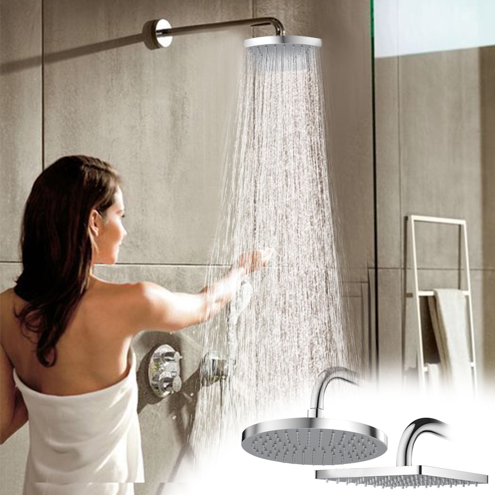 High Pressure Rainfall Shower Head, 6" Stainless Steel, 160 Self ...