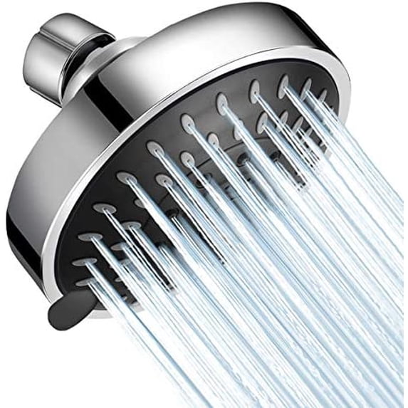 High Pressure Shower Head 5 Settings Fixed Showerhead 4 Inch High Flow ...