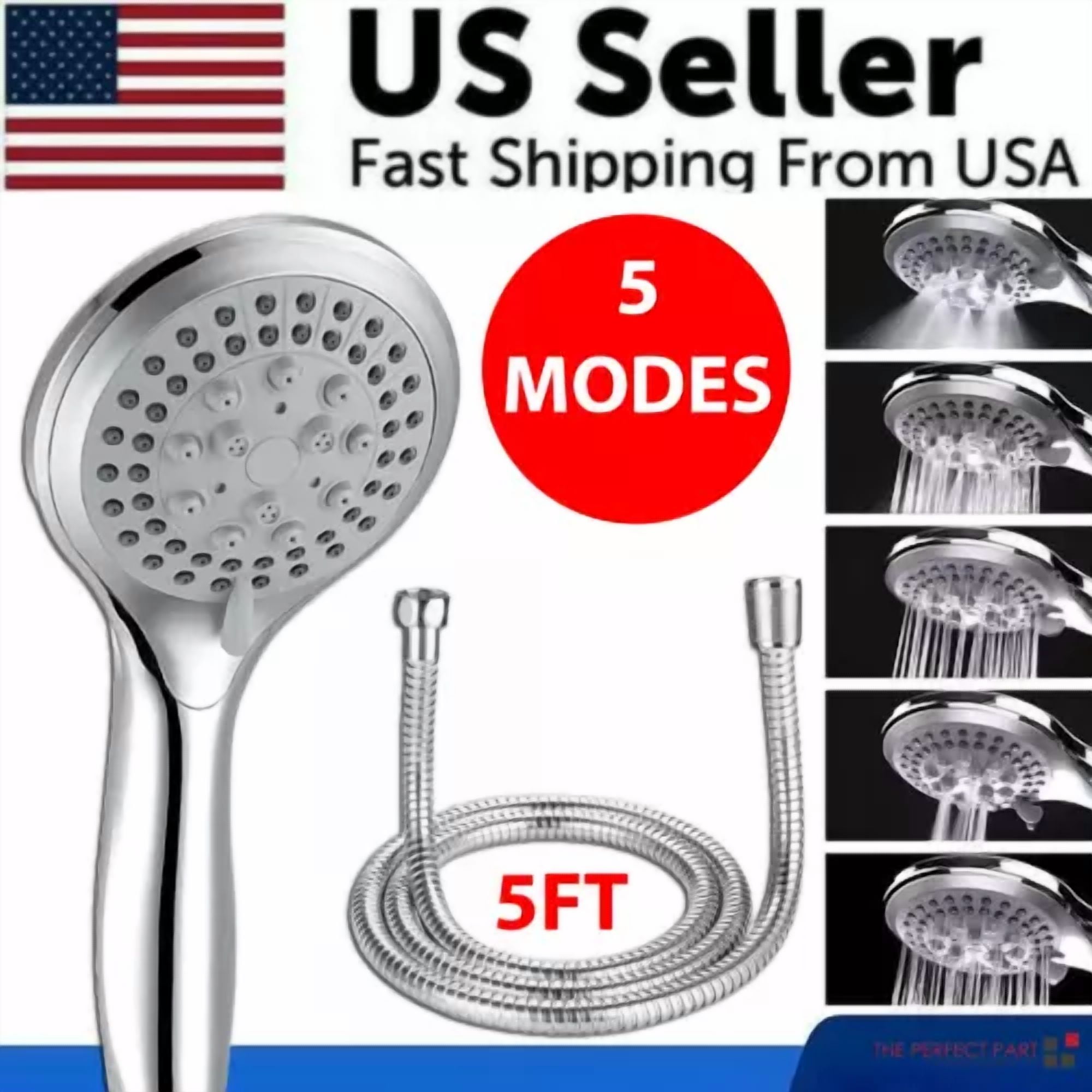 High Pressure Shower Head 5 Settings Handheld Shower Heads Spray With 5 ...