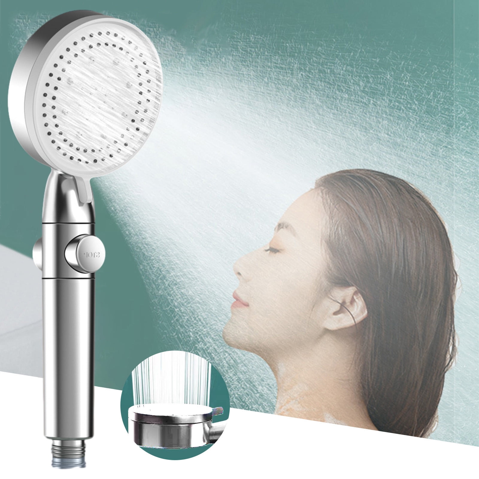 High Pressure Shower Head with 5 Spray Modes, Turbo Water Flow, One ...
