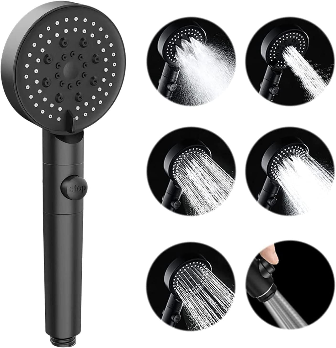 High Pressure Shower Head, 6 Spray Modes, Anti-Scale Shower Head, Easy ...