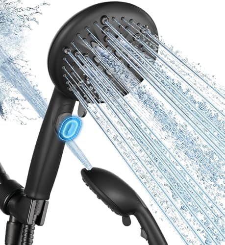 High Pressure Shower Head with Built-in Pause Button, 9-Function ...