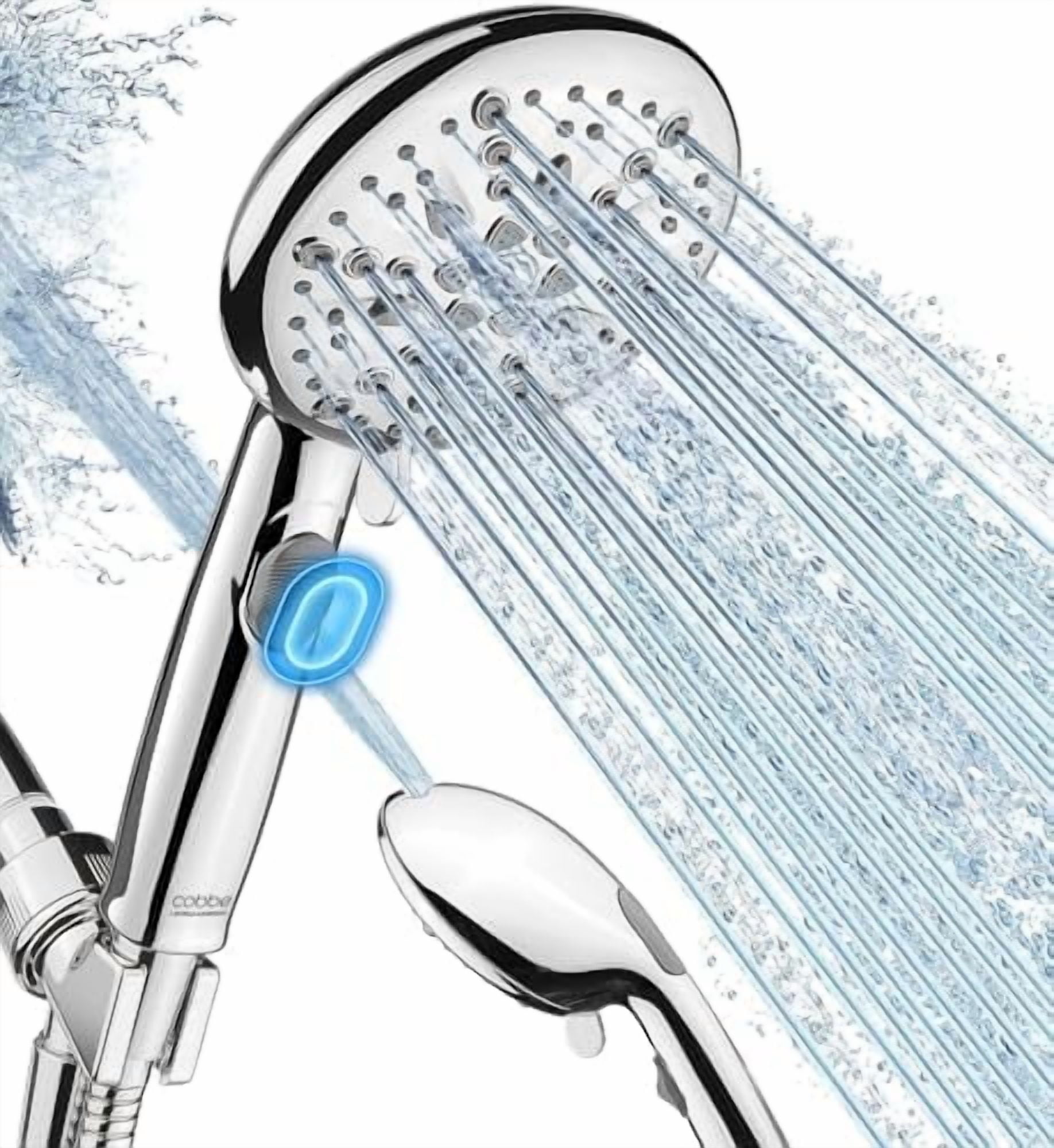 High Pressure Shower Head with Built-in Pause Button, 9-Function ...