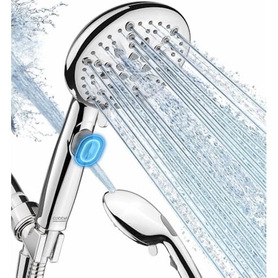 High Pressure Shower Head with Built-in Pause Button, 9-Function ...
