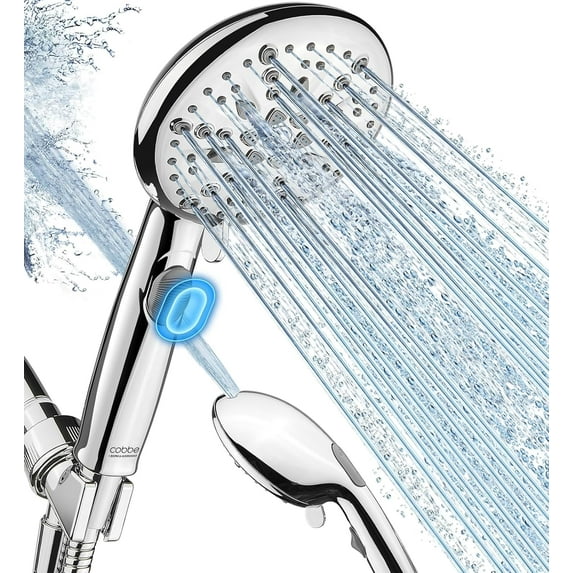 High Pressure Shower Head with Built-in Pause Button, 9-Function ...