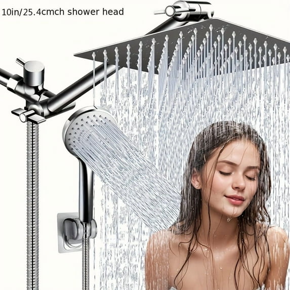 [High Pressure Shower Head] High Pressure 8/12 Inch Rainfall Shower Head & Handheld Combo | 5 ...
