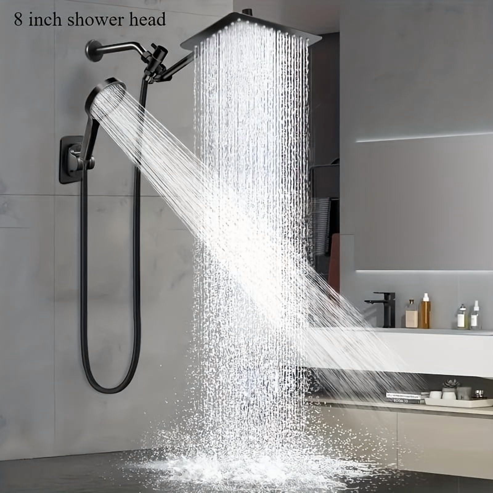 High-Pressure Shower Head Set - Heavy-Duty Stainless Steel Rain Shower ...