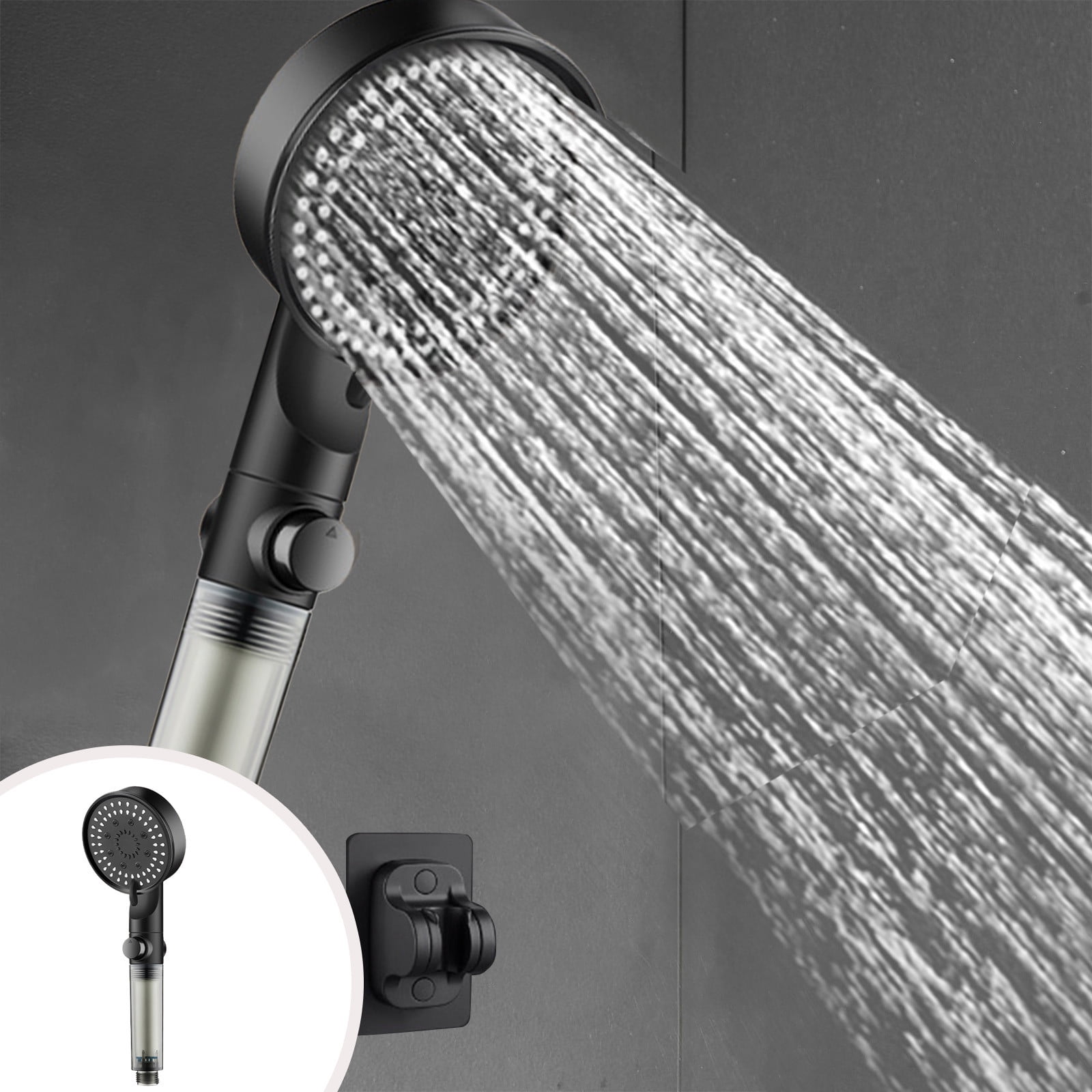 High Pressure Shower Head with 5 Spray Settings Water Saving Filter for ...