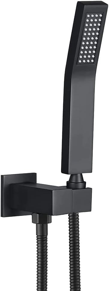 High Pressure Square Handheld Shower Head Set with Adjustable Supply Elbow Wall Connector Holder ...