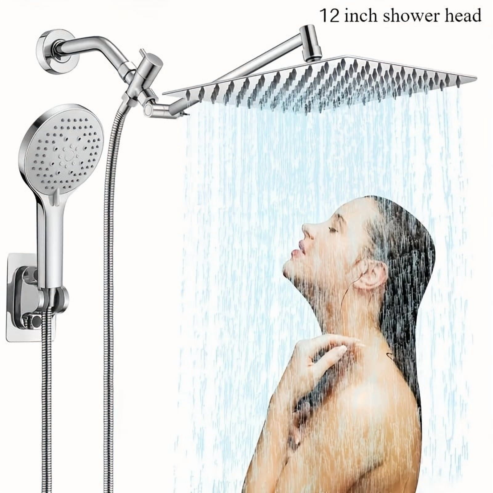 High-Pressure Stainless Steel Rain Shower Head Set w/ Handheld Sprayer ...