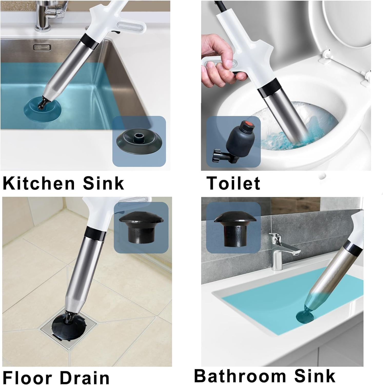 High-Pressure Toilet Plunger Drain Blaster Kit with Bonus Drain Snake ...