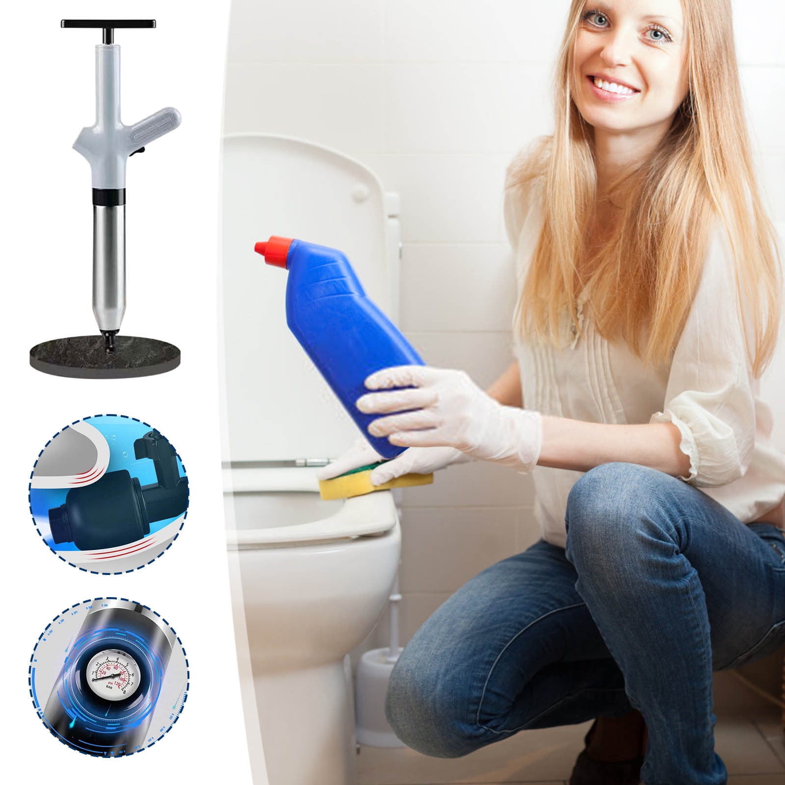 High-Pressure Toilet Unclogger | Drain Clog Remover for Toilets, Sinks ...
