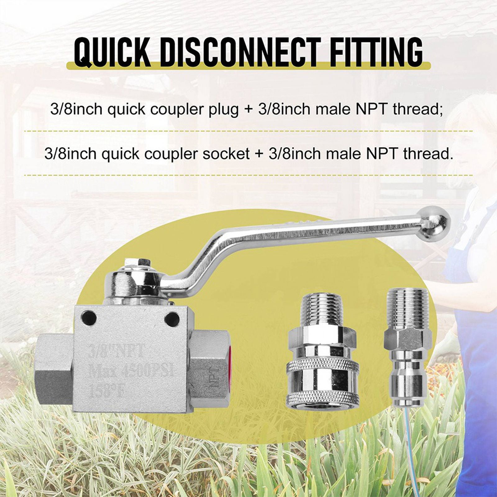 High Pressure Washer Ball Valve Kit Power Washer Hose 3/8 Inch Quick ...