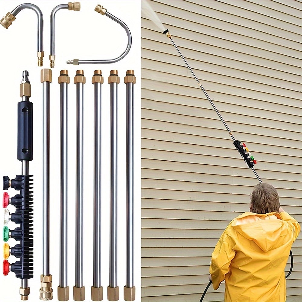 High Pressure Washer Extension Wand Set, 4000 PSI Stainless Steel ...