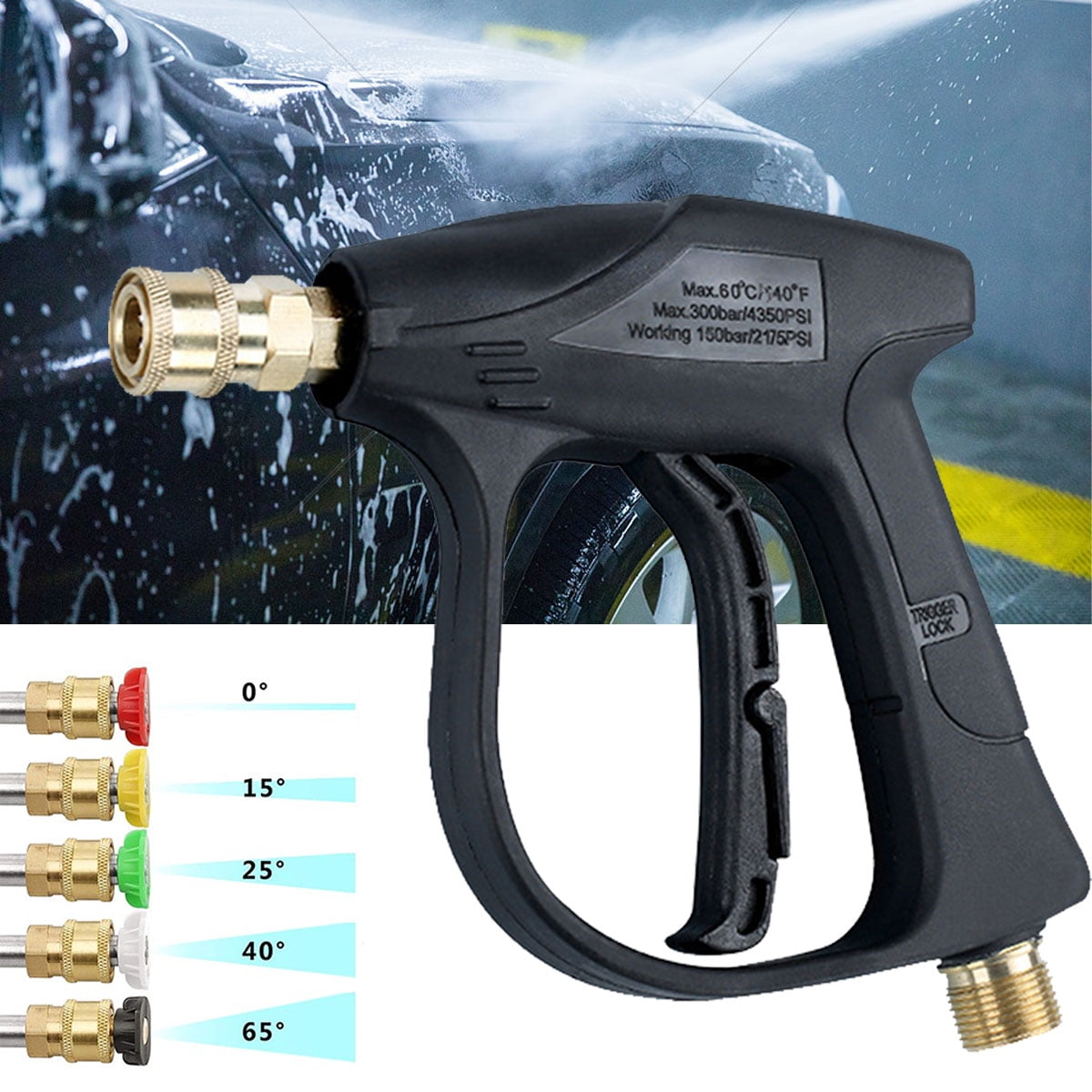 High Pressure Washer Gun,3000 PSI Max with 5 Color Quick Connect ...