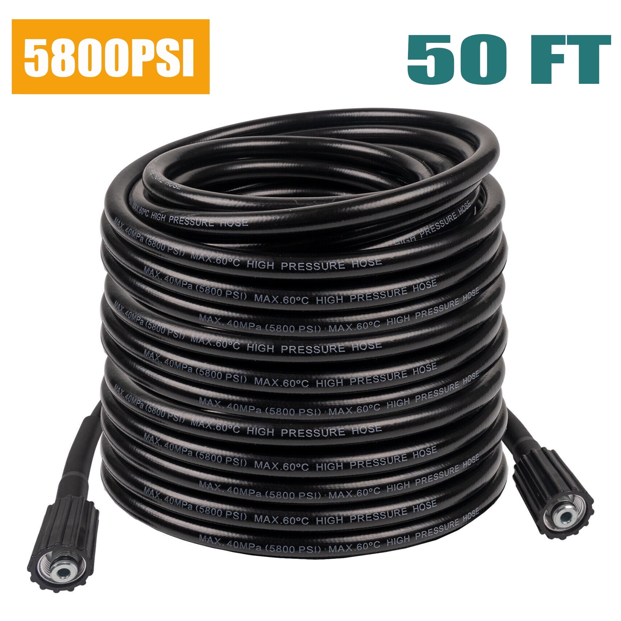 XEENSO High Pressure Washer Hose 15m/50ft 5800PSI M22-14mm Power Washer ...