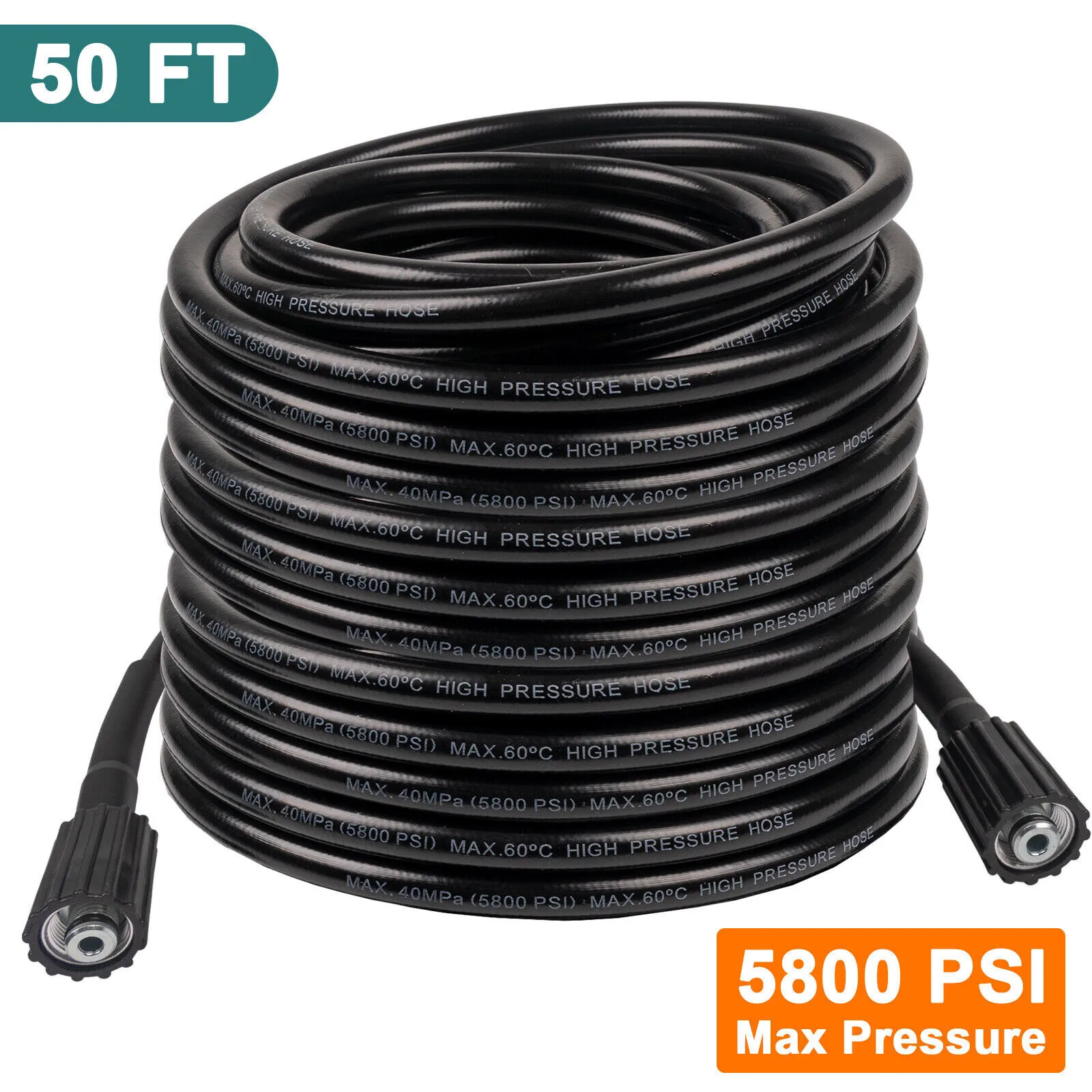 High Pressure Washer Hose 15m/50ft 5800PSI M22-14mm Power Washer ...