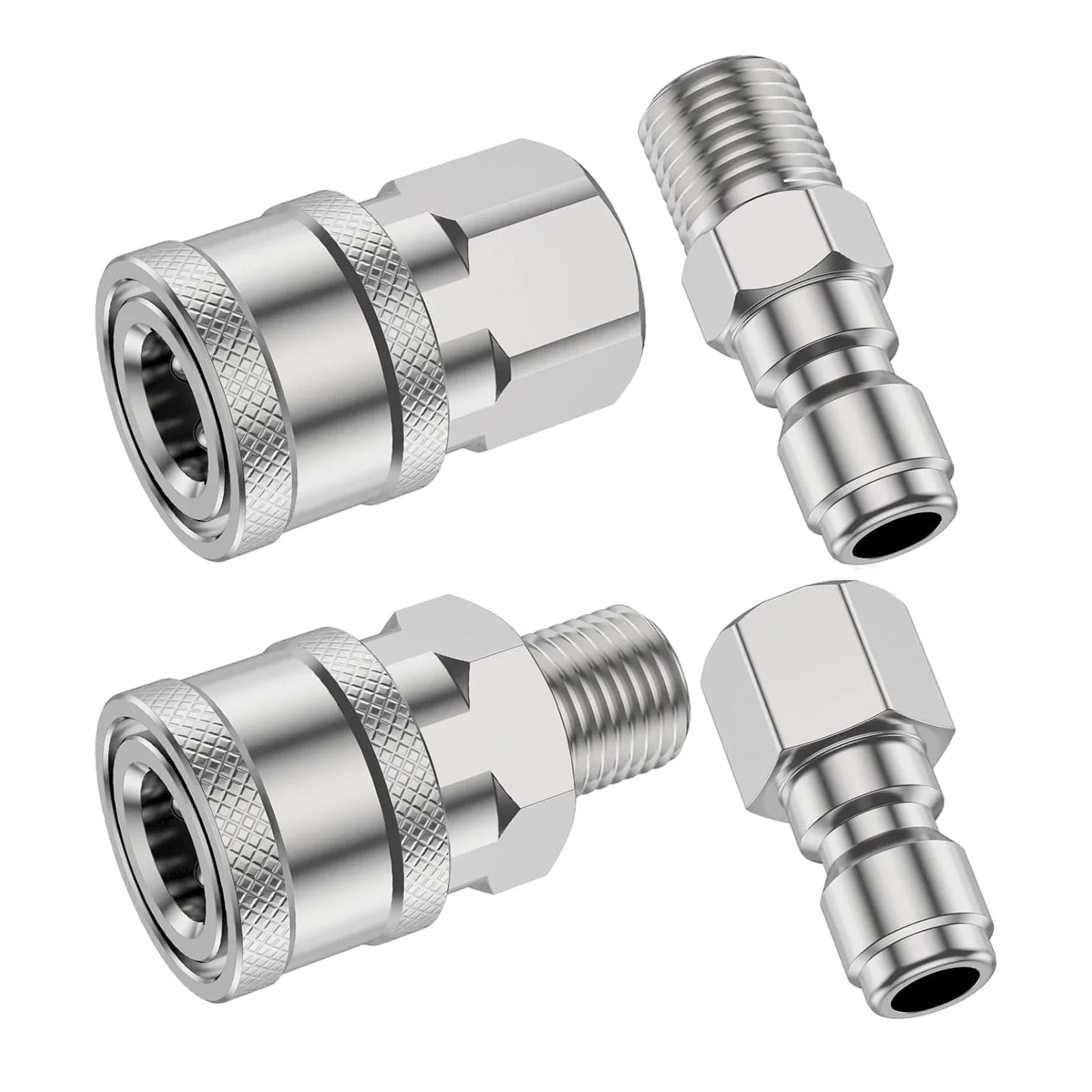 High Pressure Washer Quick Connect Adapter Set(Internal Thread, External Thread), 1/4 Inch NPT ...
