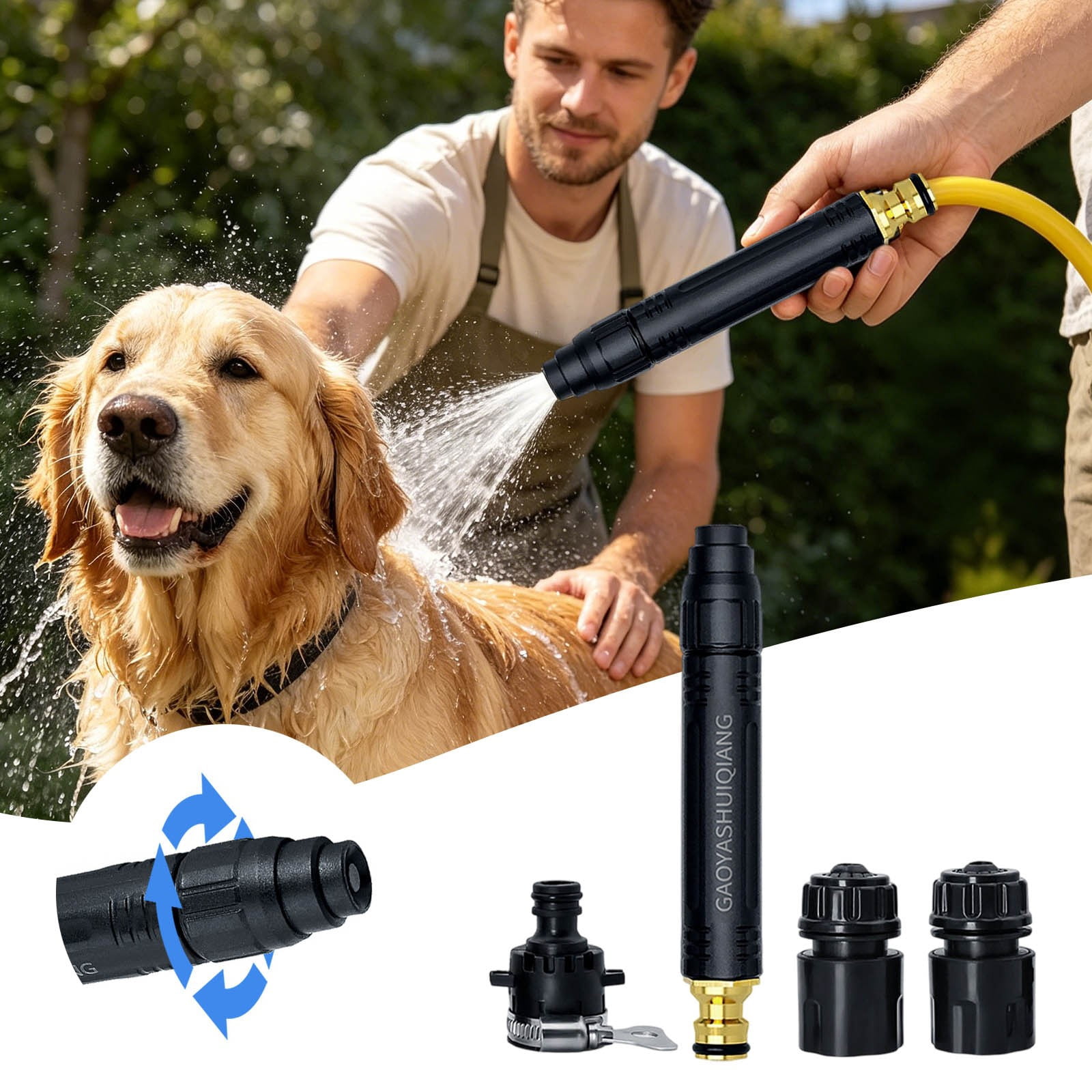 High Pressure Water Spray Nozzle With Quick Connect Hose Adapters For ...