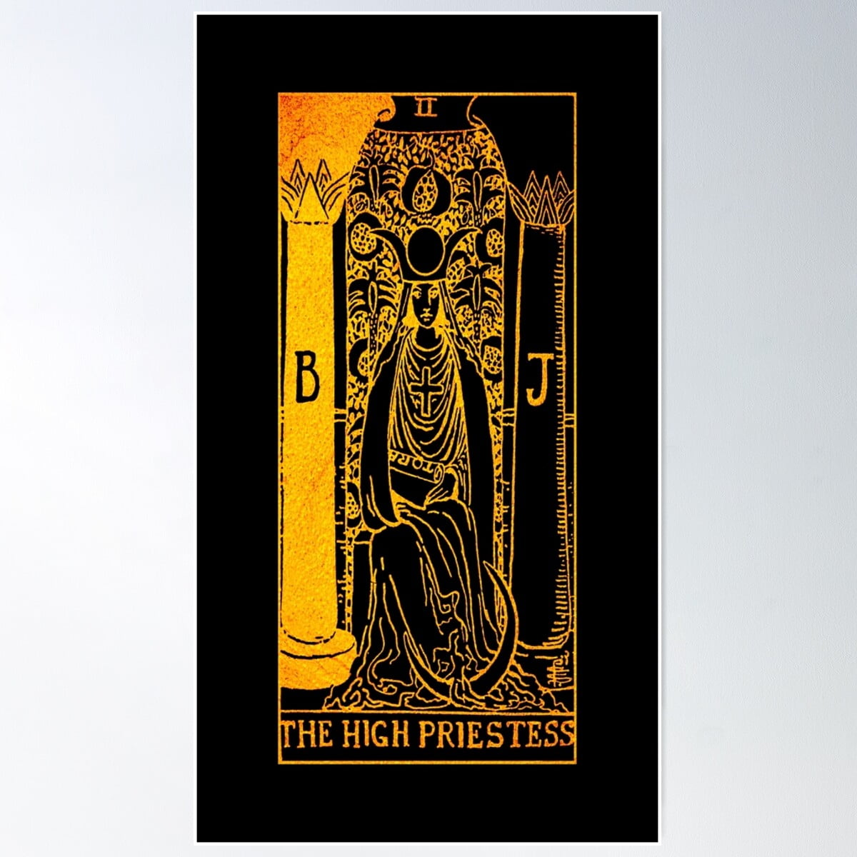 The High Priestess Tarot Card | Gold And Black | Major Arcana Of The ...