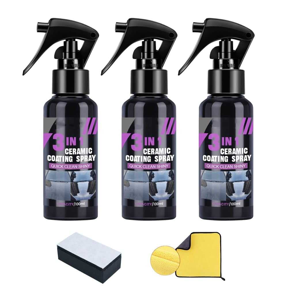 High Protection Fast Nano Ceramic Coating Spray, 3 in 1 High Protection Quick Car Coating Spray ...
