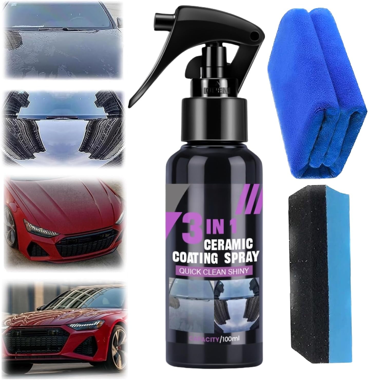 High Protection Fast Nano Ceramic Coating Spray, 3-in-1 High Protection ...