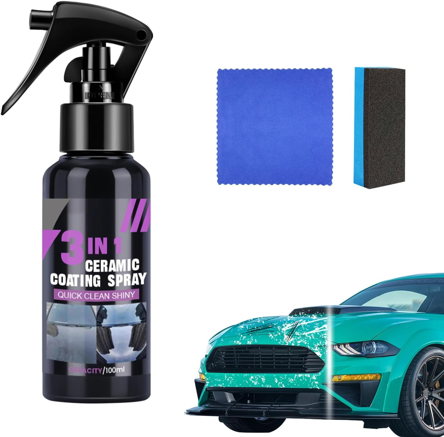 High Protection Fast Nano Ceramic Coating Spray, Prepinfoam 3 in 1 Ceramic Coating Spray, Car ...