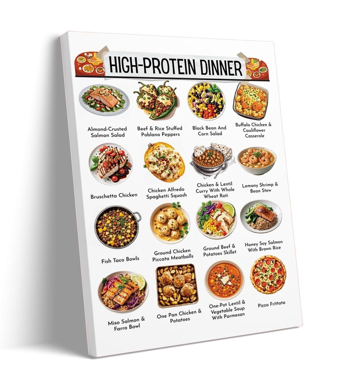 High Protein DInner Wall Art for Kitchen Diet Meal Prep Decor Healthy ...