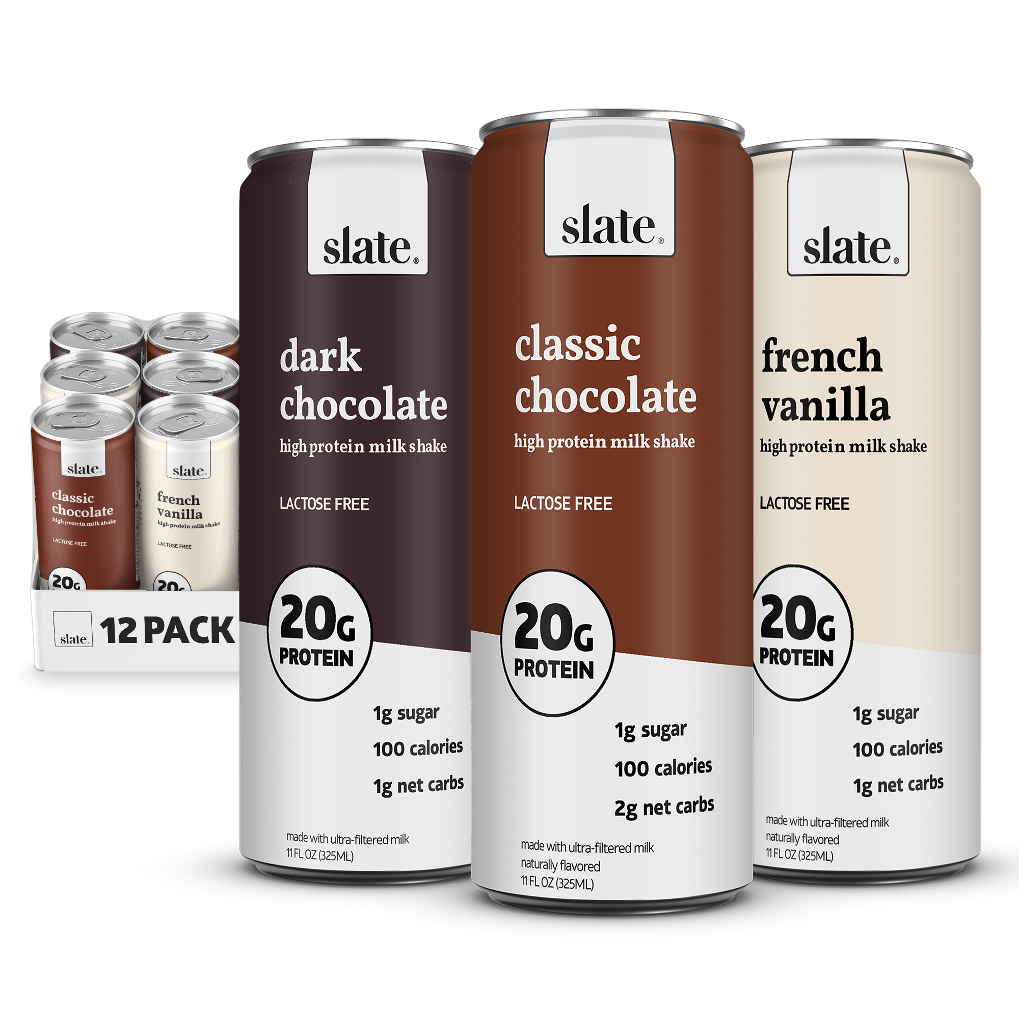 Slate Milk High Protein Milkshake, Core Variety Pack, Chocolate ...