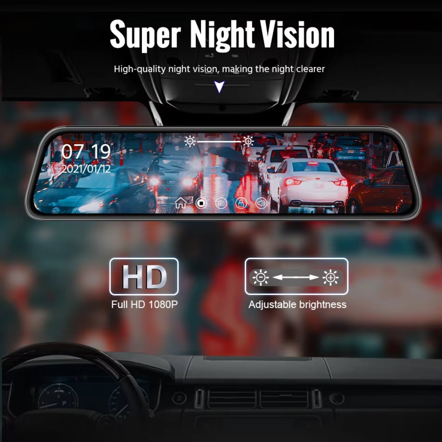 High Quality 10 Inch Car DVR Mirror Video Recorder with 1080P ...