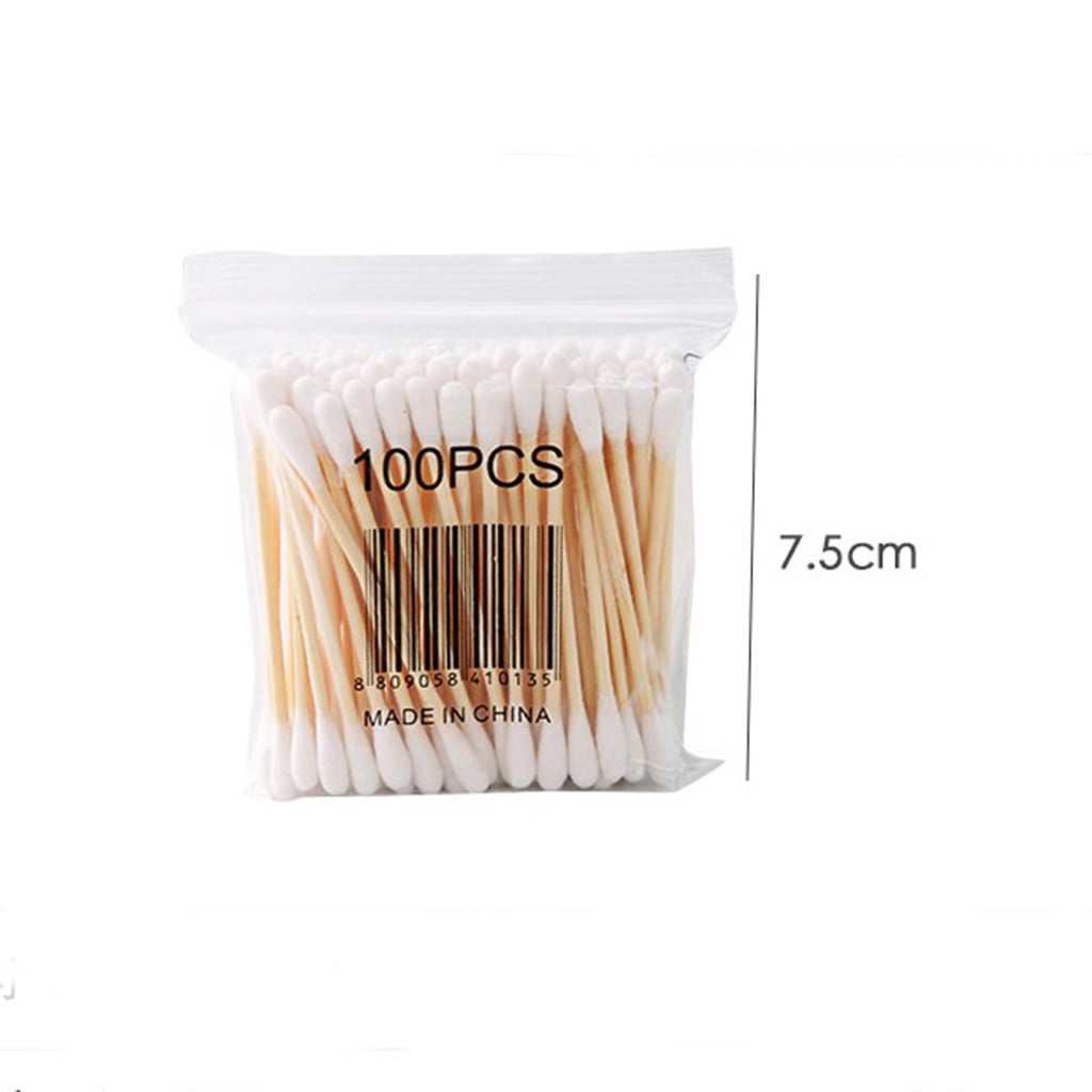 High Quality 100 Soft Bag Wood Stick Double Head Cotton Swab Sanitary ...