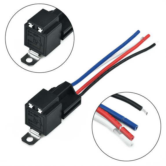 High Quality 12V Relay 4 pin with Socket Base/Wires/Fuse Included 30A ...