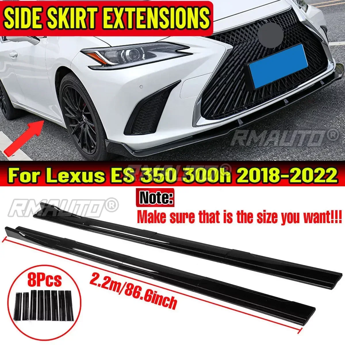 High Quality 2.2m Side Skirts Extension Rocker Splitters Bumper ...